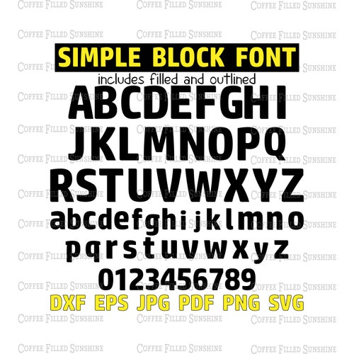 SIMPLE BLOCK FONT Svg Digital Download Cutter File - Etsy
