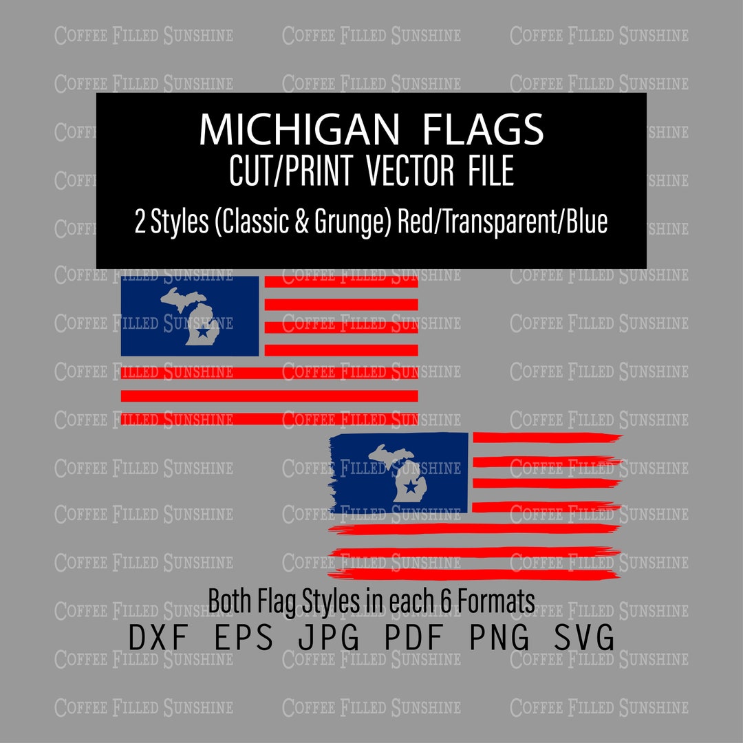 MICHIGAN Flag - MI State Cutout in USA Flag, Grunge & Classic Flag ...