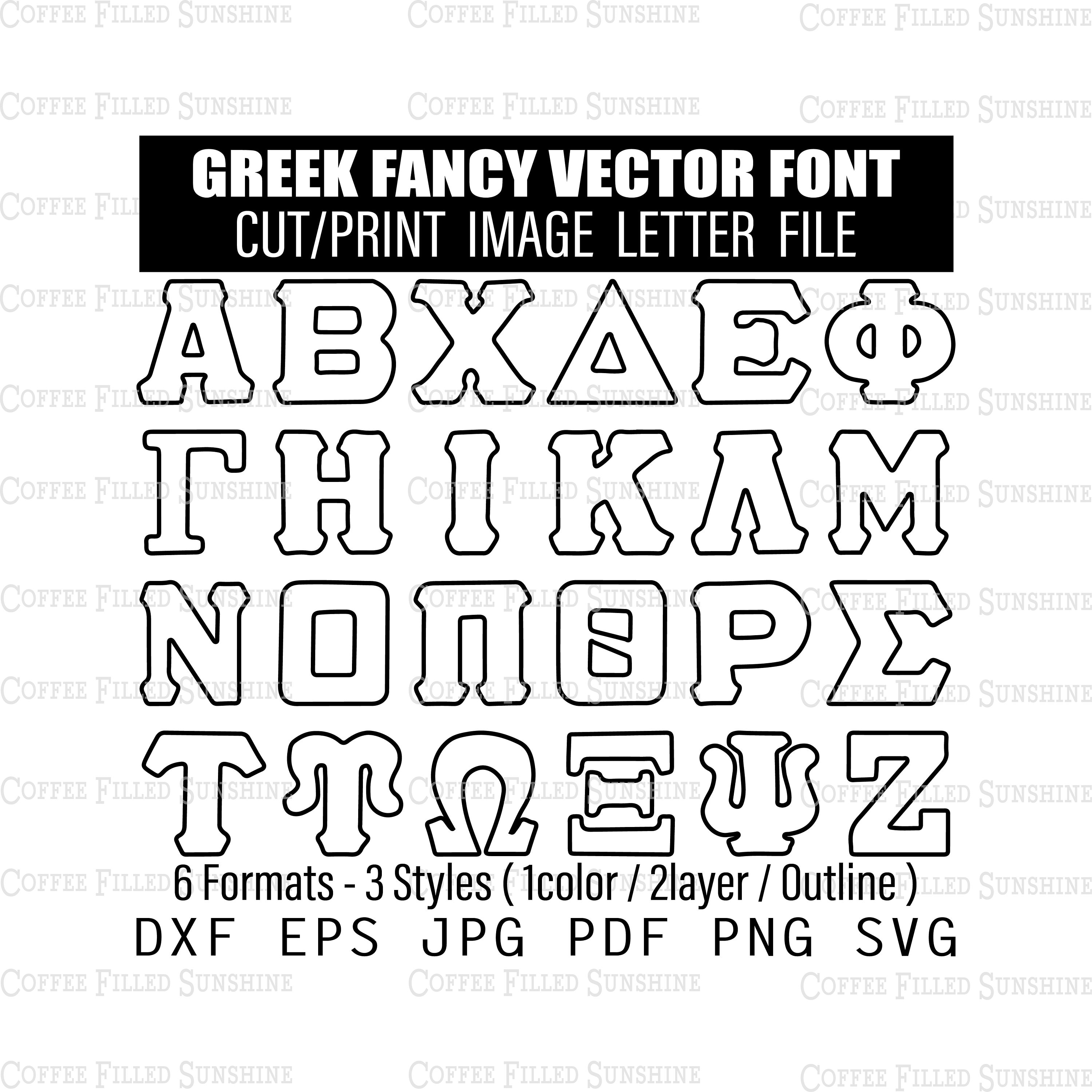 GREEK FANCY Font - SVG - Vector Font - Cut File, Printable, Sorority ...