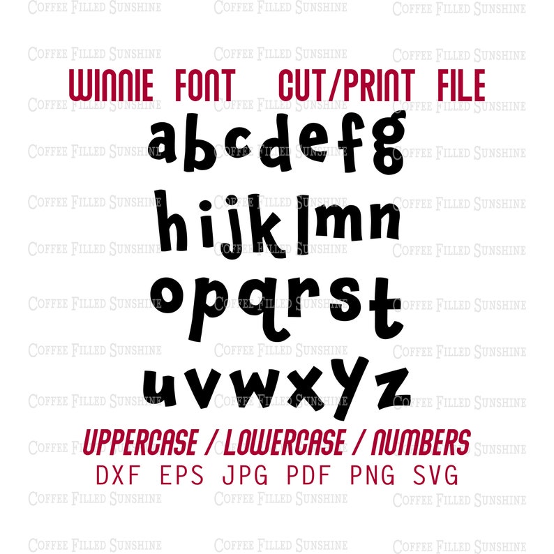 WINNIE VECTOR FONT Quirky Cutter File Printable Digital - Etsy