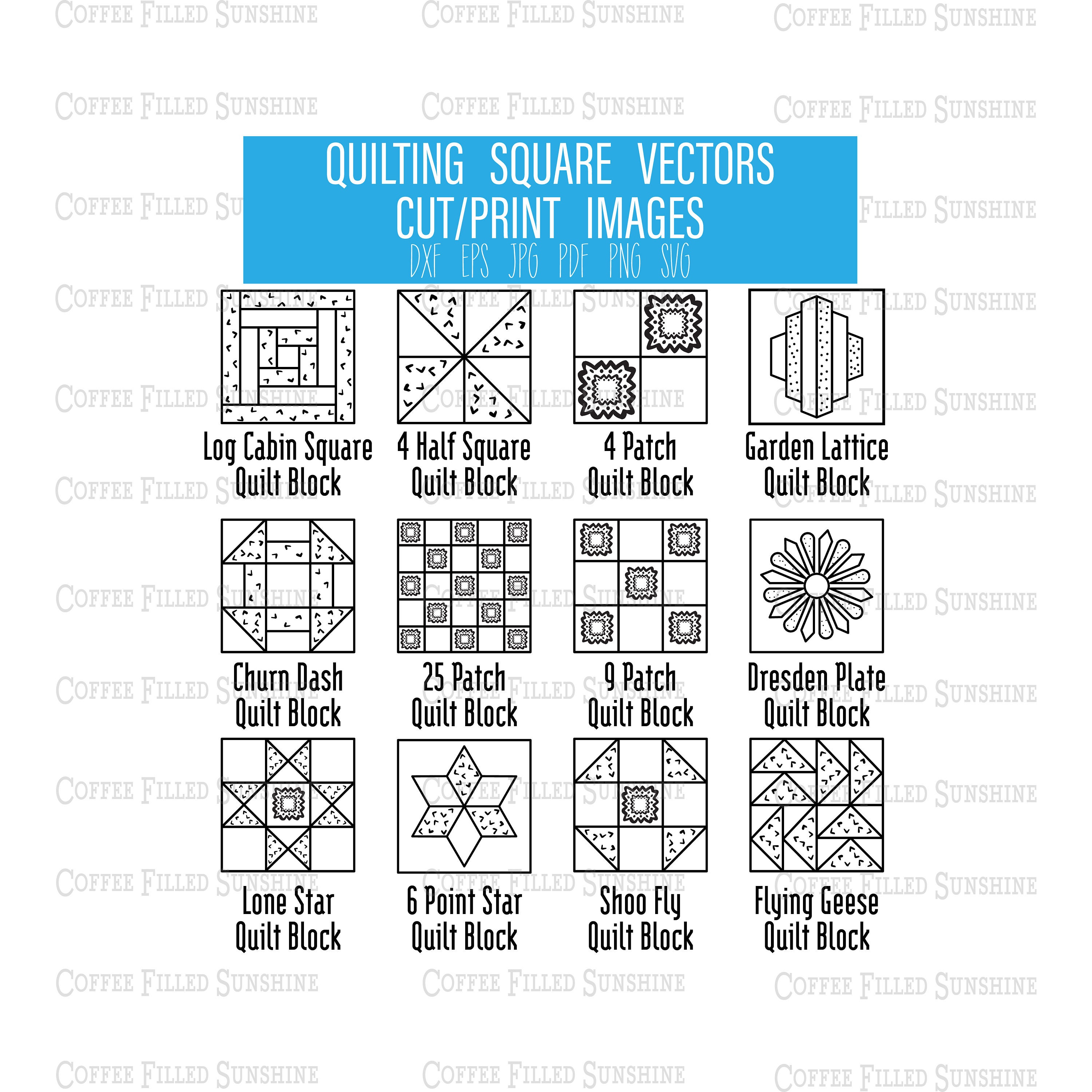 QUILTING SQUARES CLIPART Vector Images Digital Cut/print | Etsy