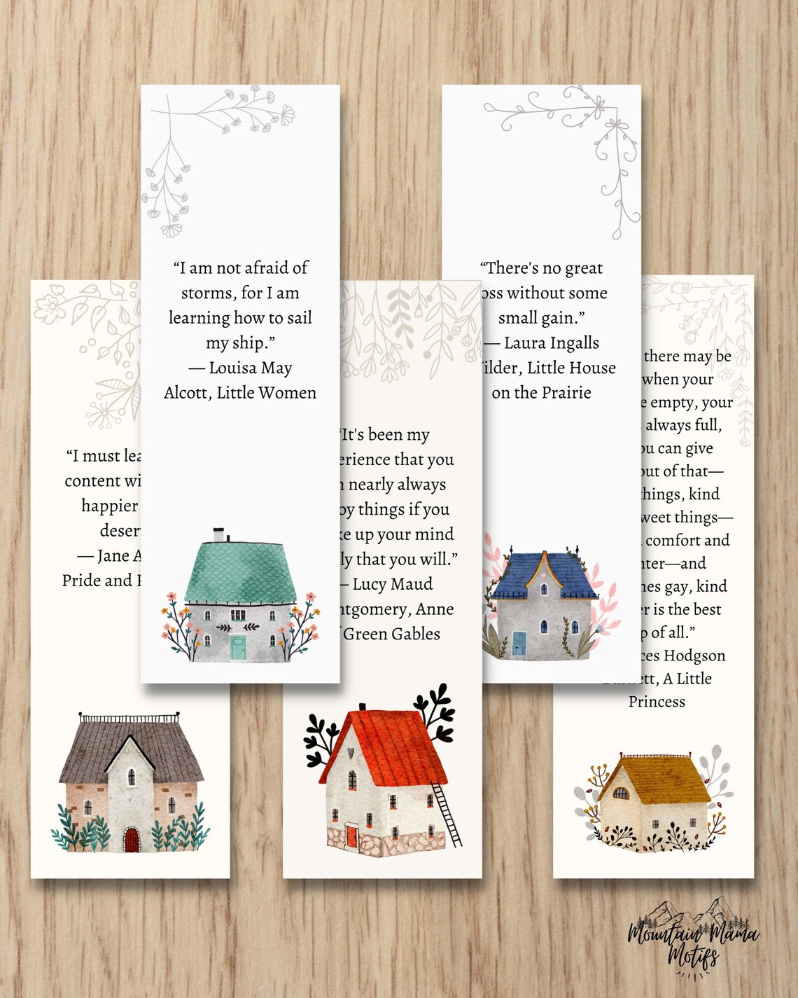 Printable Bookmarks. Instant Digital Download. 5 Printable Quote ...