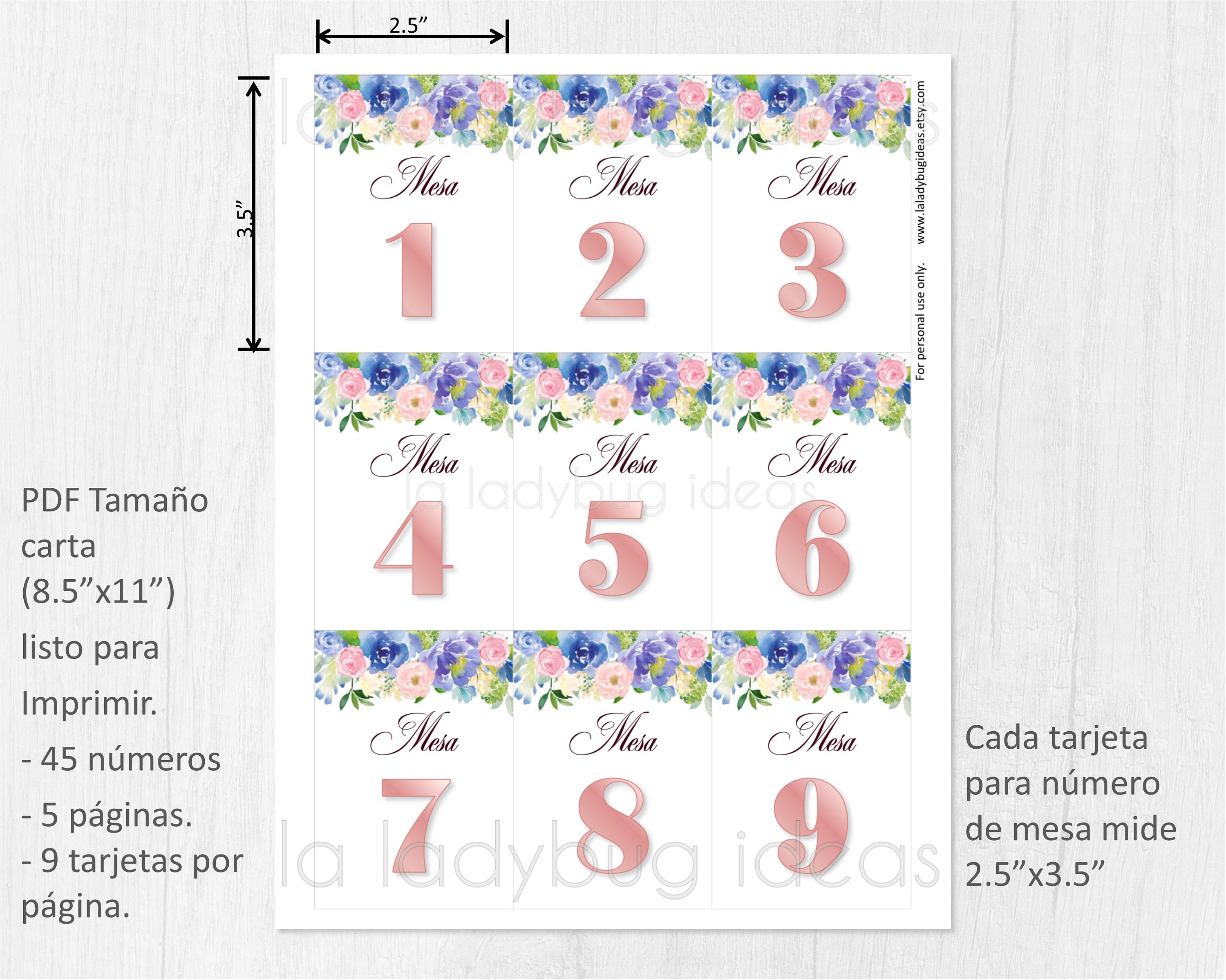 Modelo De Numeros De Mesa Para Imprimir