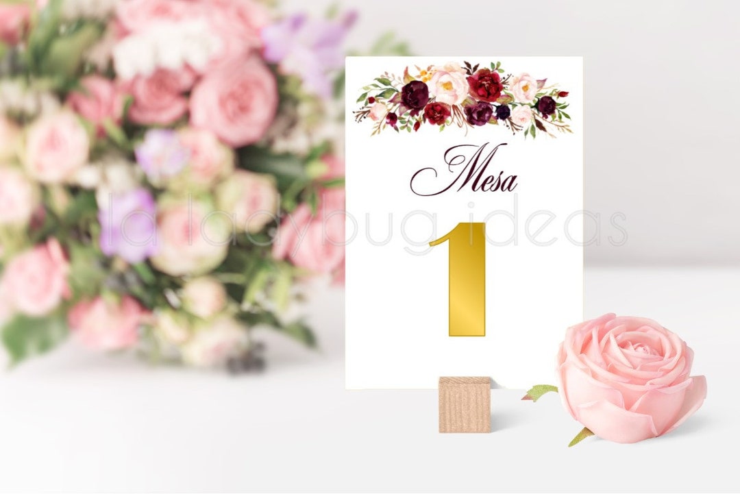 Floral Table Number Cards in Spanish (digital Download) - Etsy
