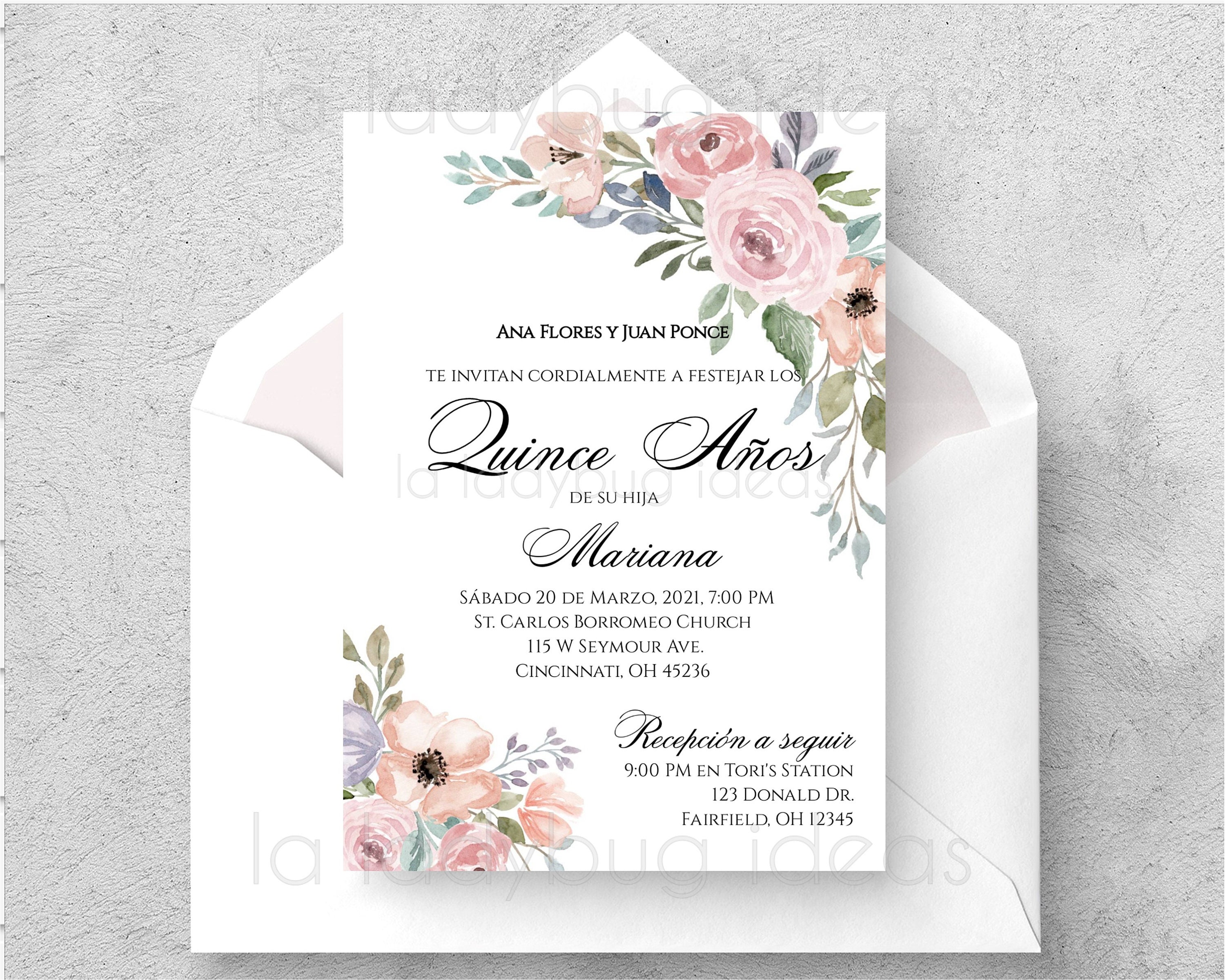 Invitaciones Quinceañera para editar/imprimir en español. Invitación ...