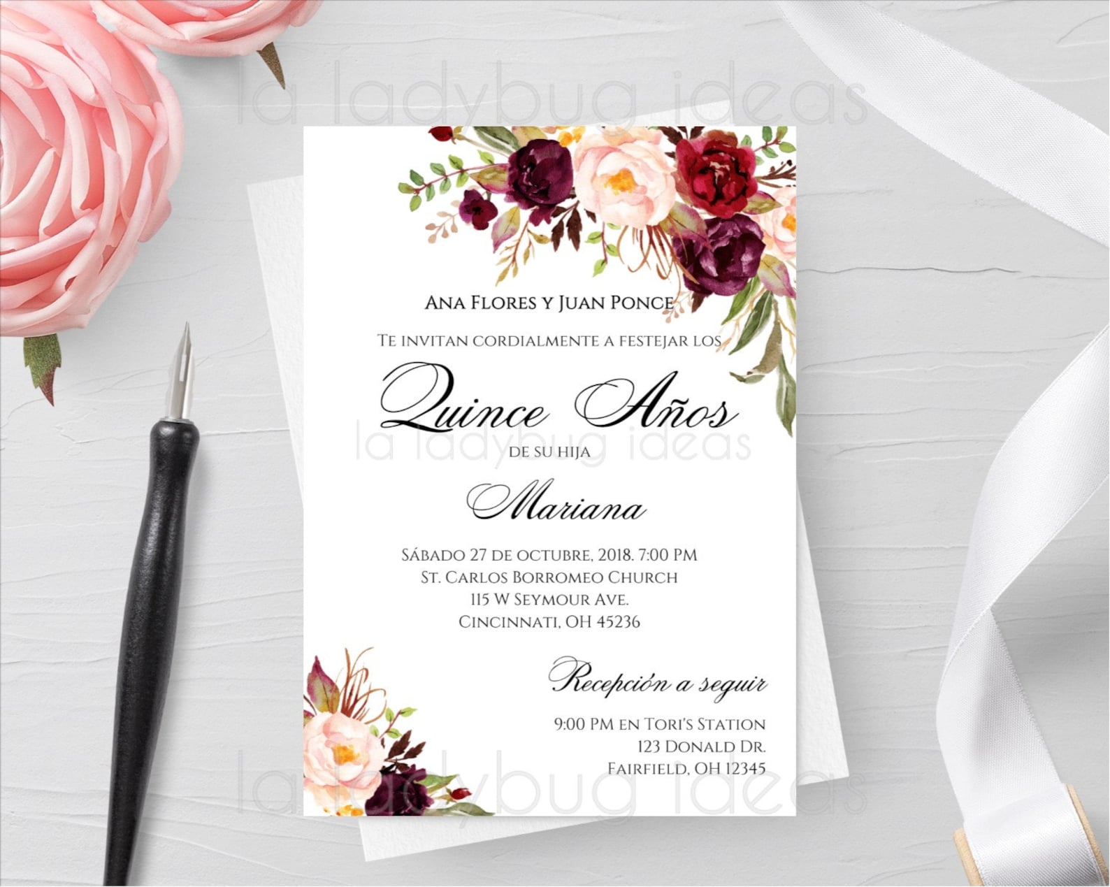 Quinceanera Invitations in Spanish. Invitaciones Quinceanera Para ...