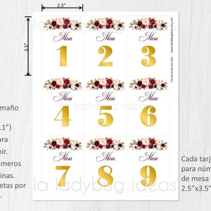 Floral Table Number Cards in Spanish (digital Download) - Etsy