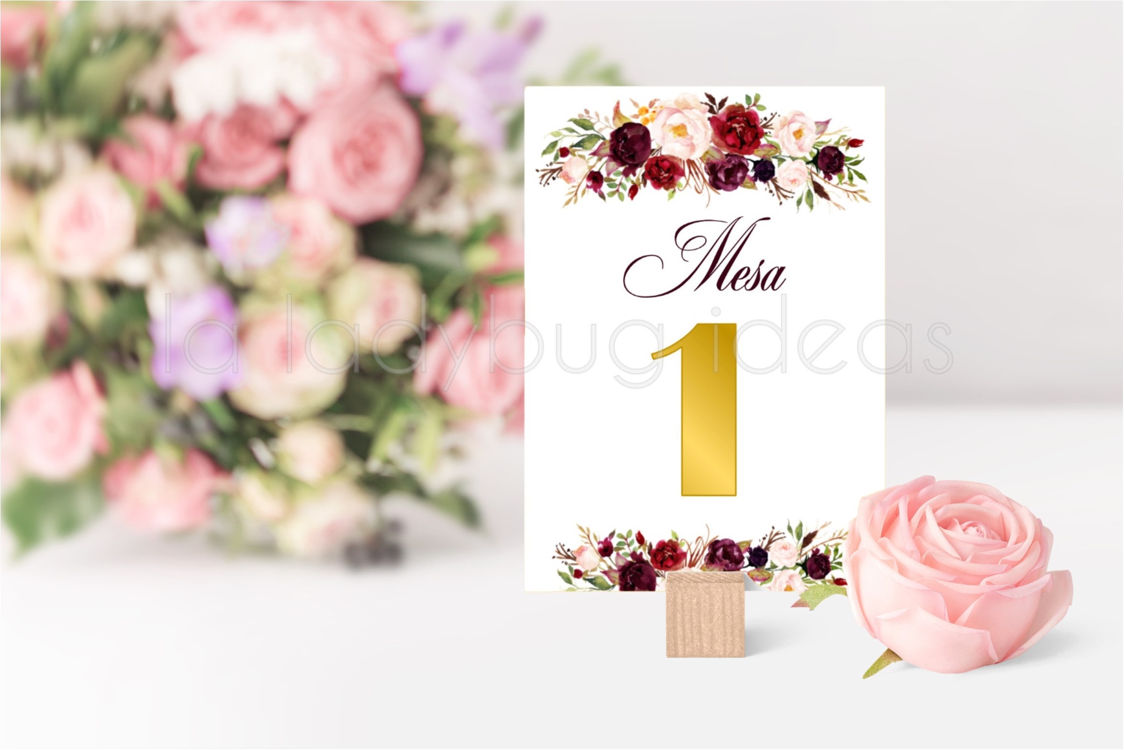 Números Para Mesa. Floral. Tarjetas Para Numeros De Mesa. Archivo ...