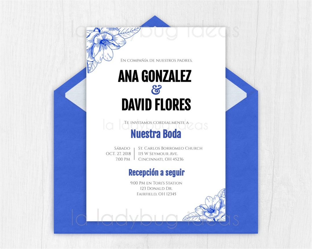 Invitacion boda para editar/imprimir. Azulgrau / Königsblau ...