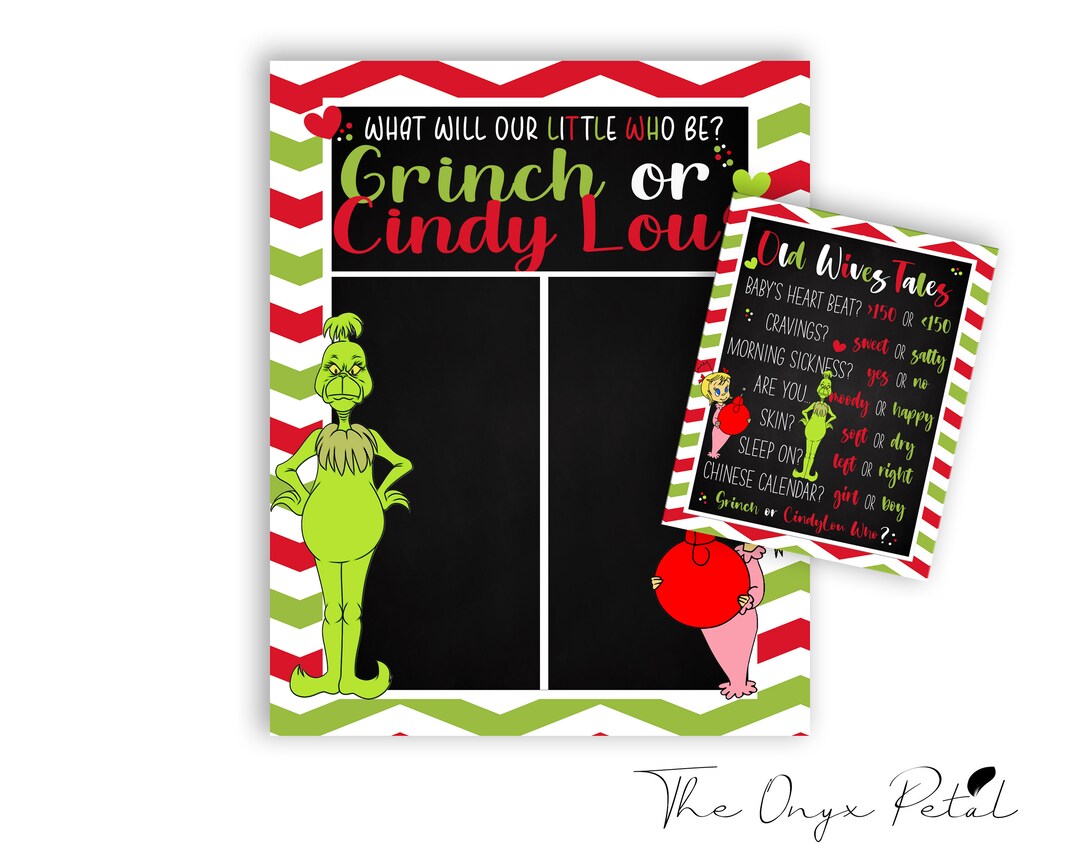 Grinch Christmas Gender Reveal Bundle, Gender Reveal Decor, Cast Your ...
