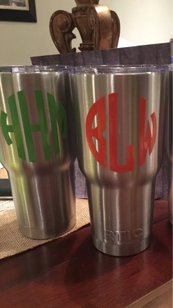 Round Monogram Vinyl Monogram Vinyl Decal Monogram Decal | Etsy