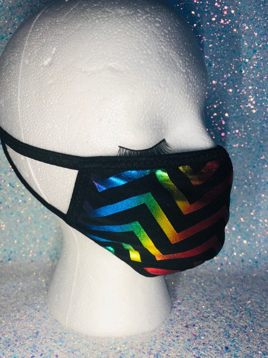 Rainbow Chevron Face Mask Cute Shiny Face Mask Facemask Adult Women ...