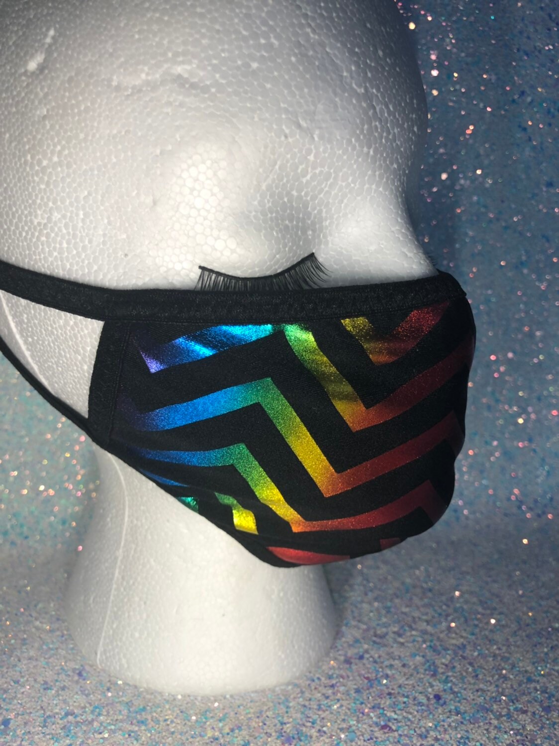 Rainbow Chevron Face Mask Cute Shiny Face Mask Facemask | Etsy