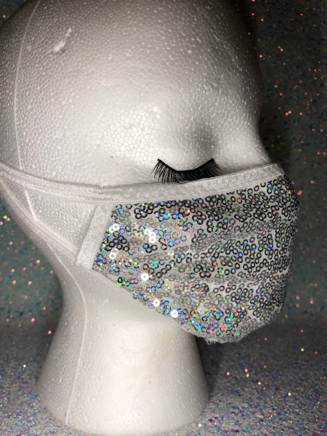 Silver Holographic Sequins Mesh Face Mask WASHABLE, REUSABLE Face Mask ...