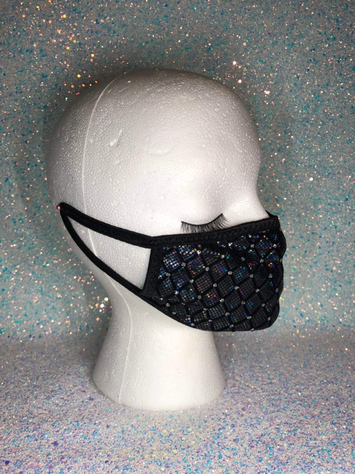 Holographic Black Lattice Face Mask WASHABLE REUSABLE Face | Etsy