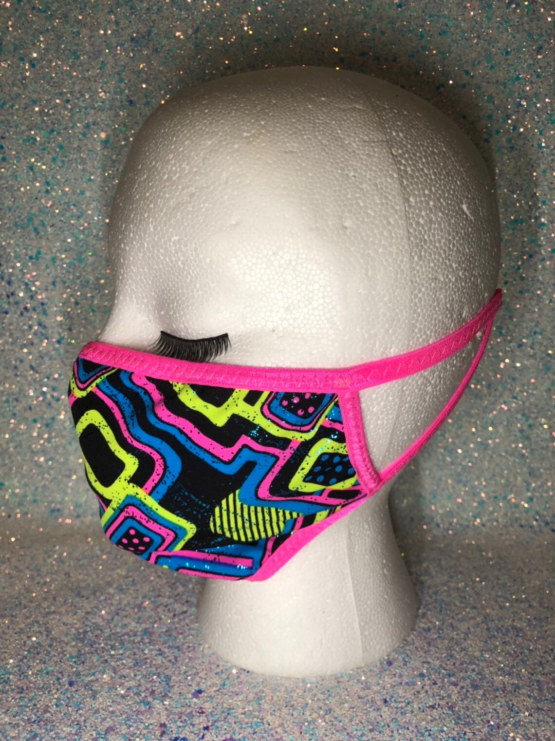 Neon Game World Face Mask WASHABLE REUSABLE Holographic Cute | Etsy