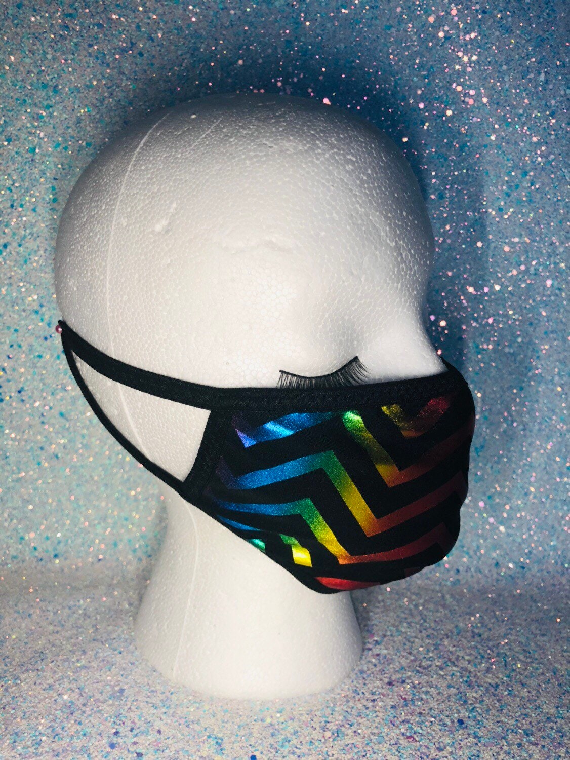 Rainbow Chevron Face Mask cute shiny face mask facemask | Etsy