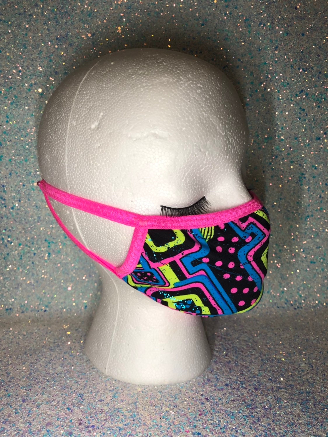 Neon Game World Face Mask WASHABLE REUSABLE Holographic Cute | Etsy