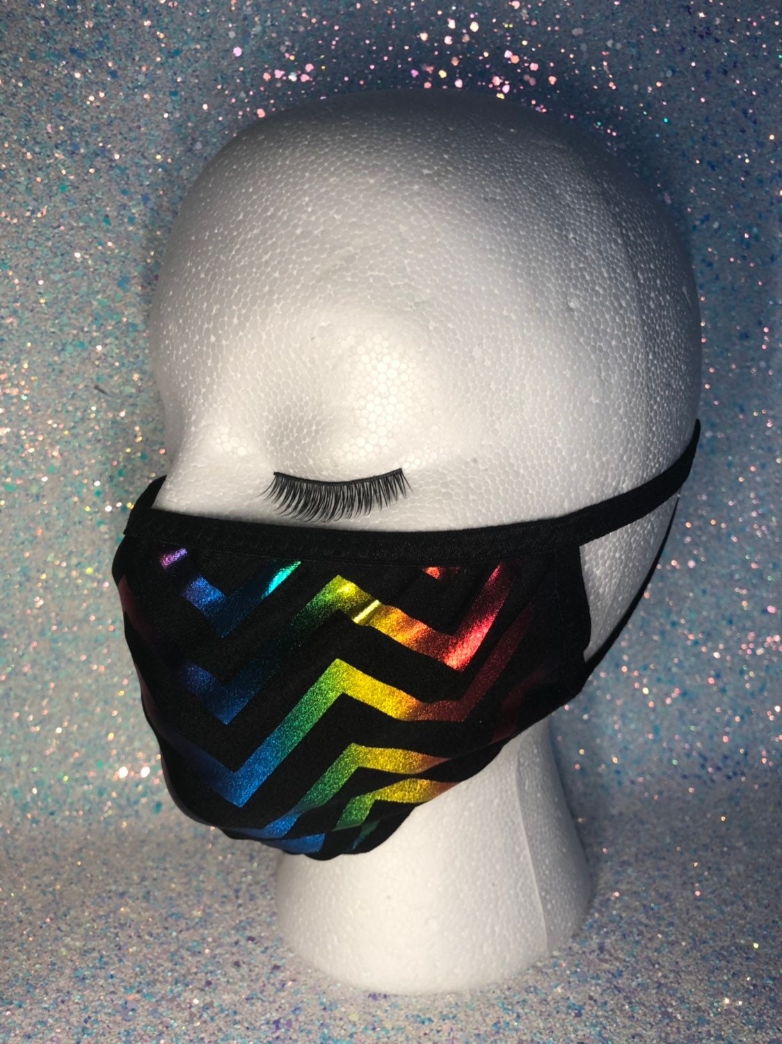 Rainbow Chevron Face Mask Cute Shiny Face Mask Facemask | Etsy