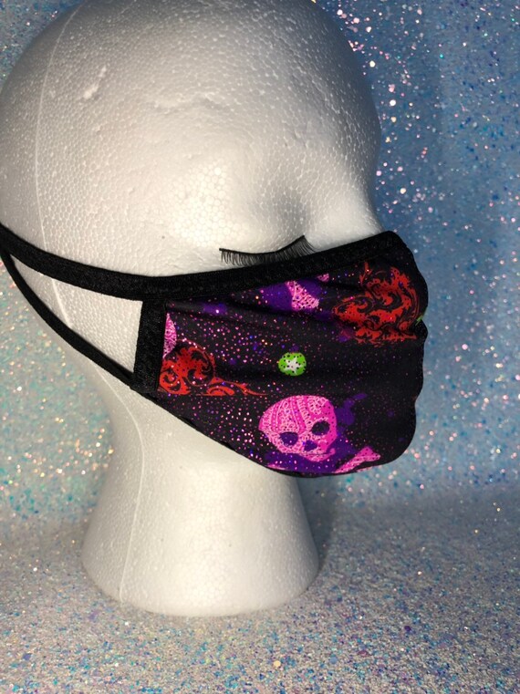 Glitter Skulls and Hearts Face Mask WASHABLE REUSABLE - Etsy