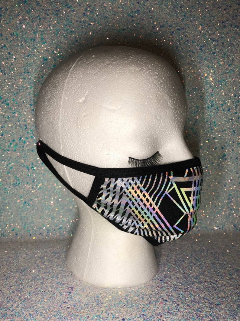 Holographic Geometric Lines Face Mask Face Mask Facemask - Etsy