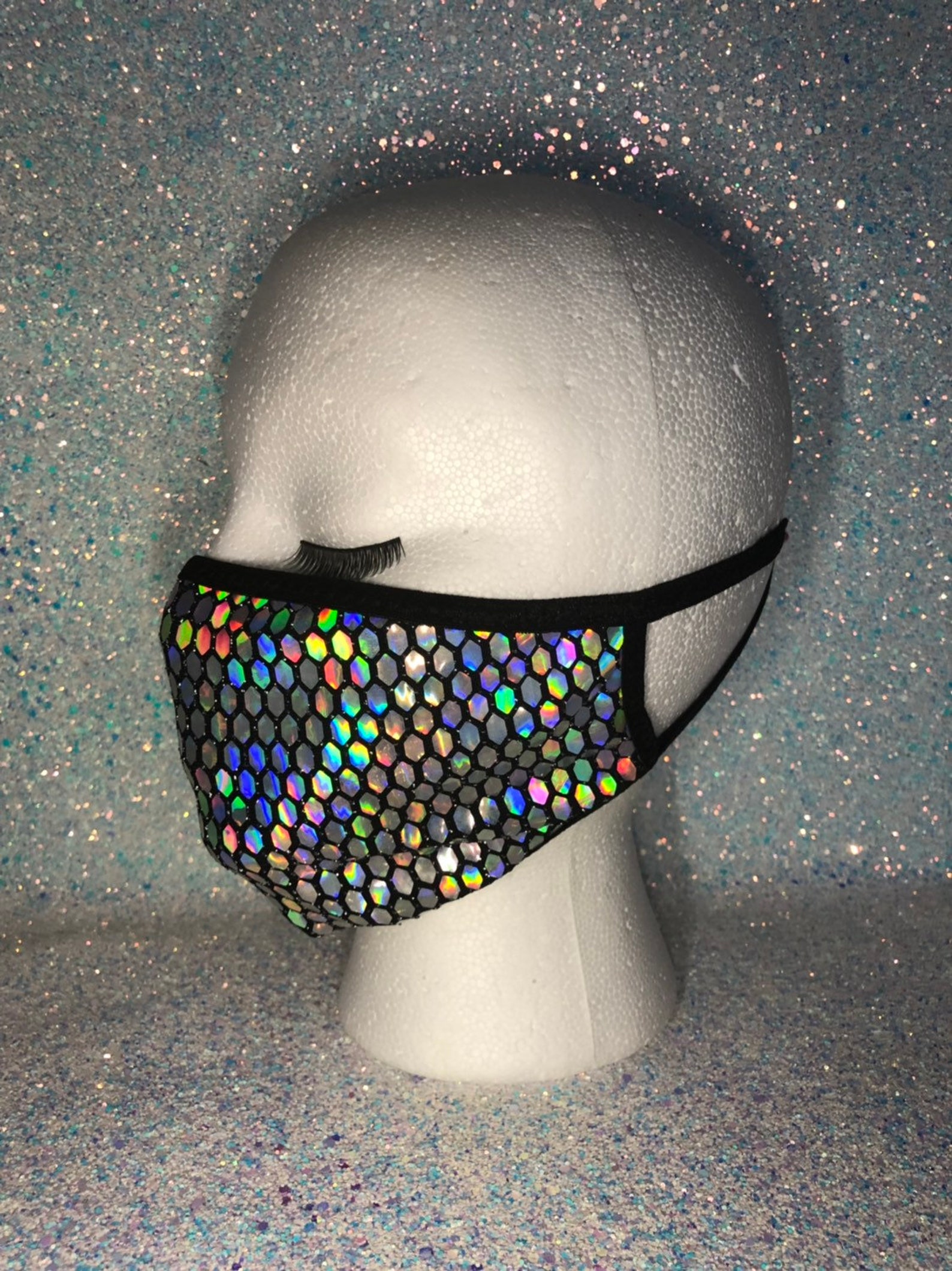 Holographic Honeycomb Face Mask WASHABLE REUSABLE Holographic | Etsy