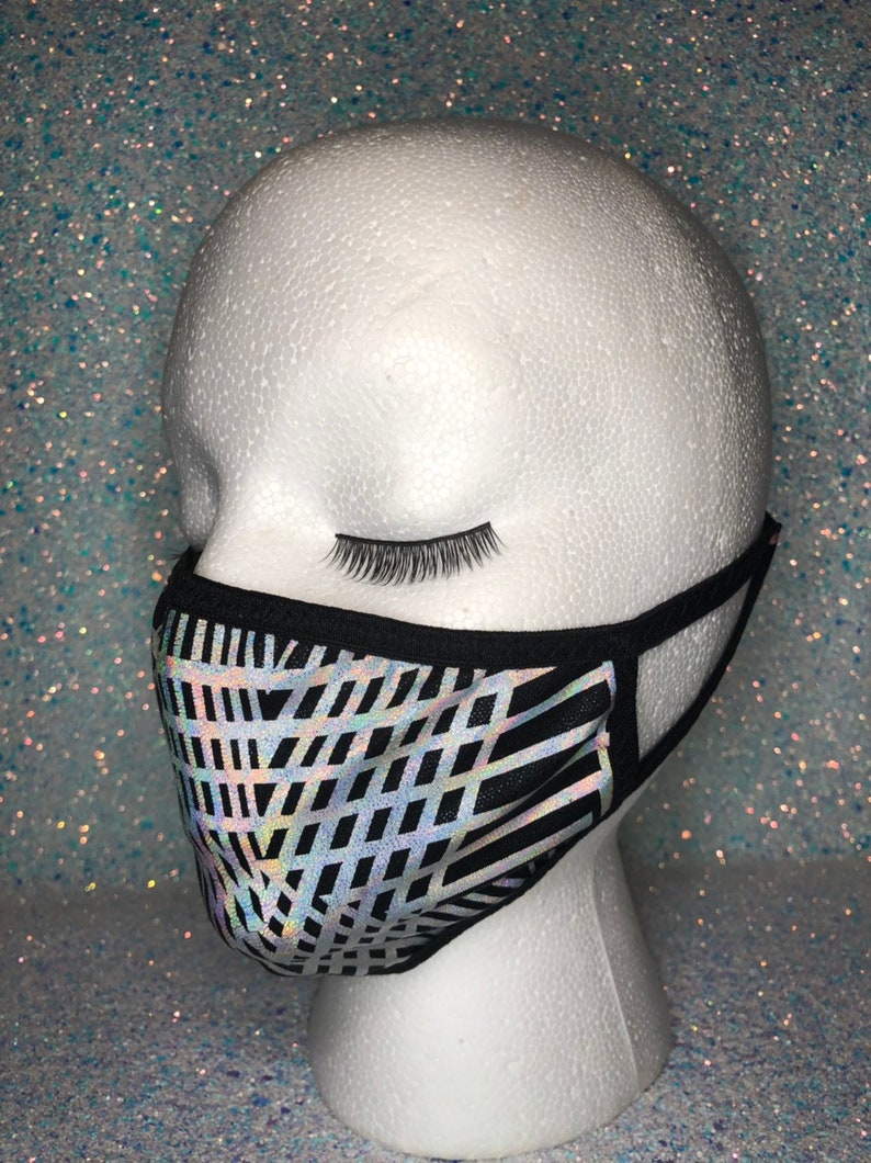 Holographic Geometric Lines Face Mask Face Mask Facemask - Etsy