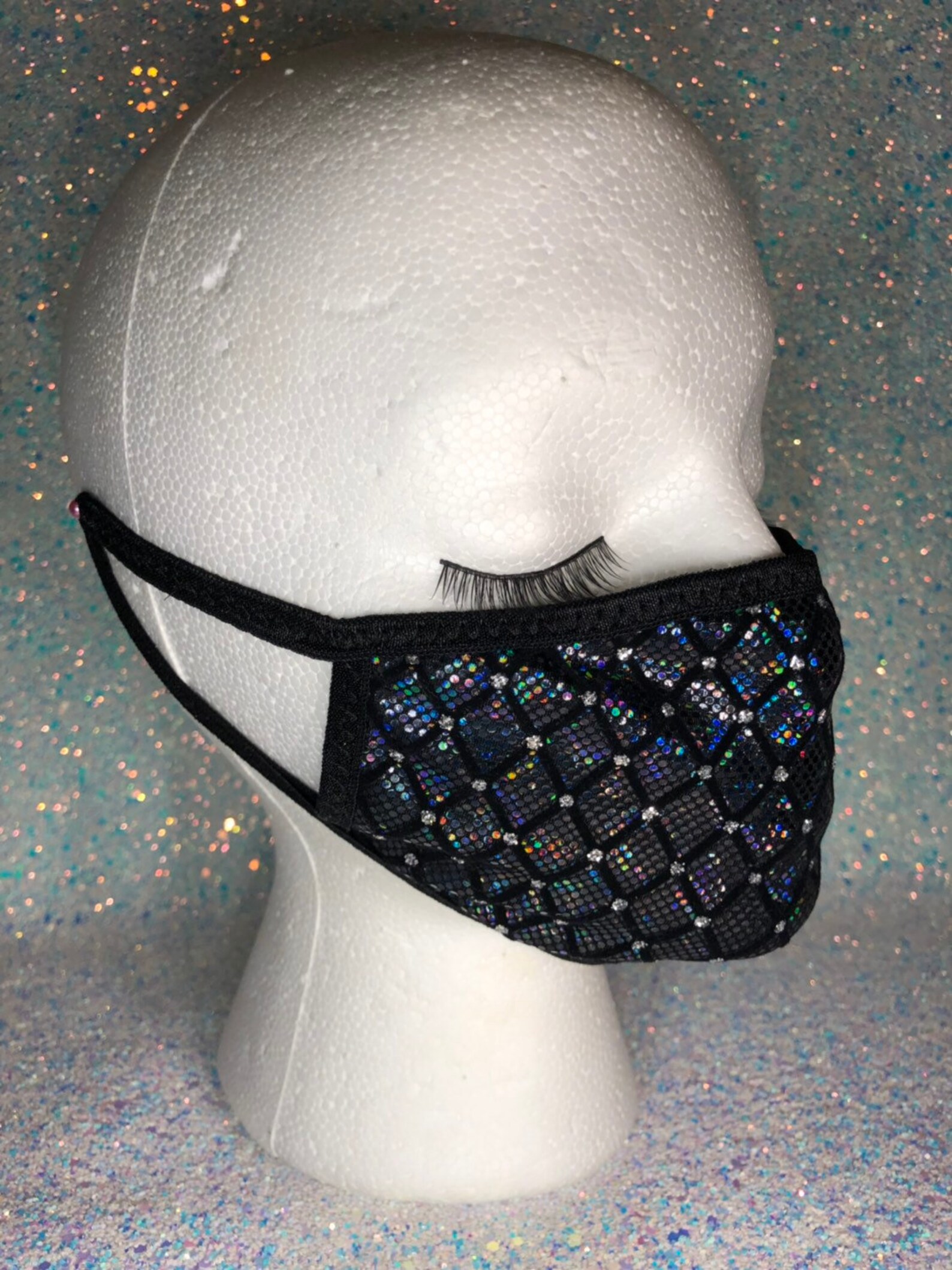 Holographic Black Lattice Face Mask WASHABLE REUSABLE Face | Etsy