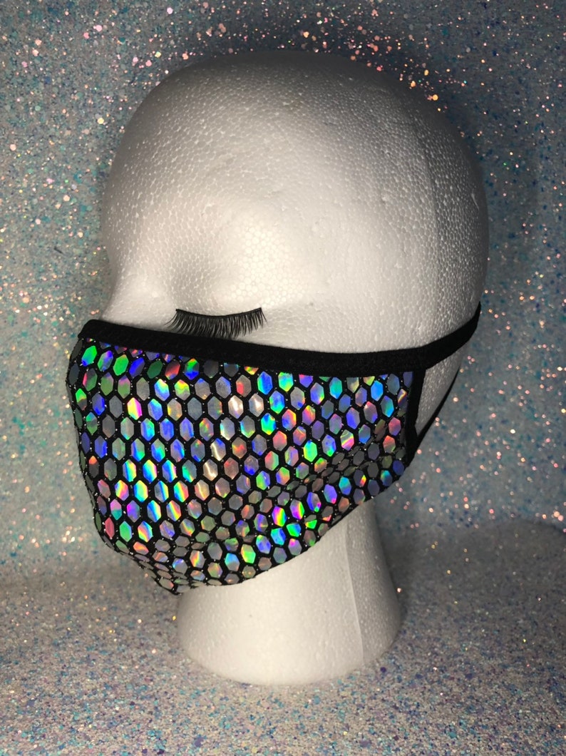 Holographic Honeycomb Face Mask WASHABLE REUSABLE Holographic | Etsy