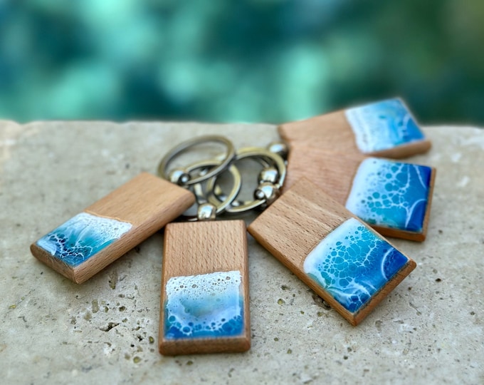Resin Keychain Epoxy Resin Ocean Waves Key Holder Resin Wave Art Beach ...