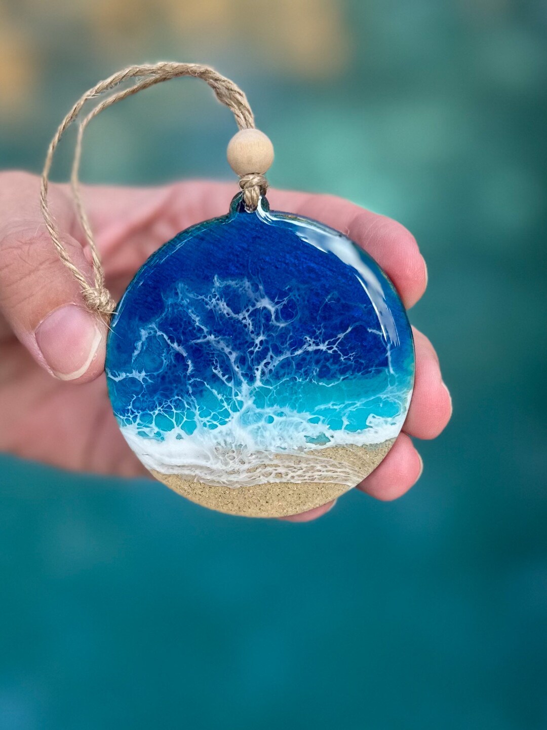 Ocean Waves Resin Christmas Ornament Epoxy Resin Waves Circle Bauble ...