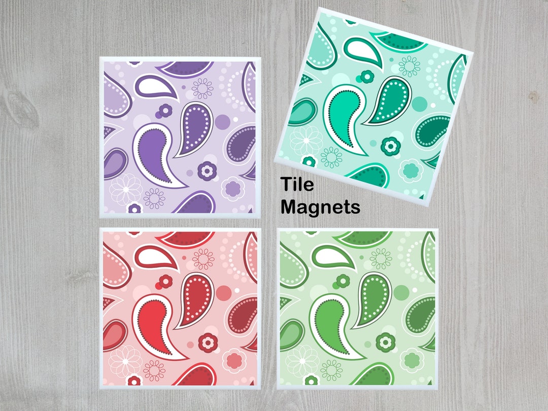 Paisley Print Tile Magnets Boho Print Tile Magnets Colorful Paisley ...