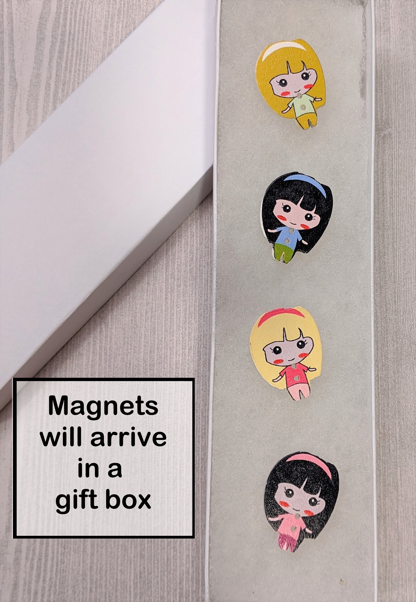 Girl Magnets Cute as a Button Wood Painted Girl Refrigerator | Etsy