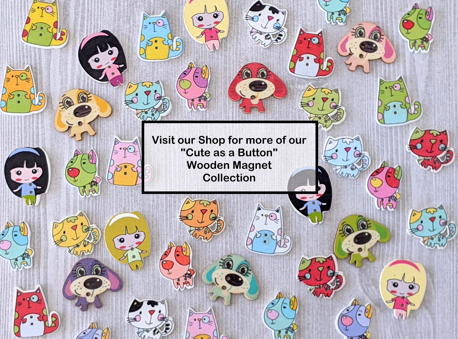Girl Magnets Cute as a Button Wood Painted Girl Refrigerator Fridge ...