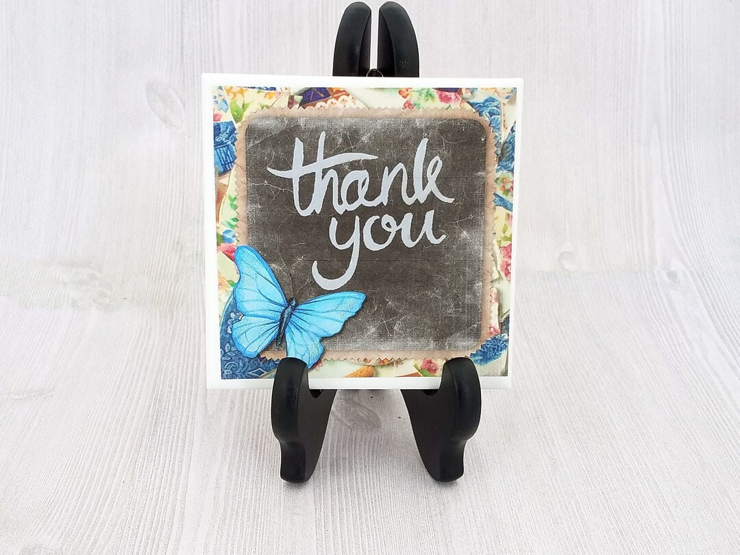 Thank You Gift Thank You Tile Decorative Coaster Trivet Butterfly Tile ...