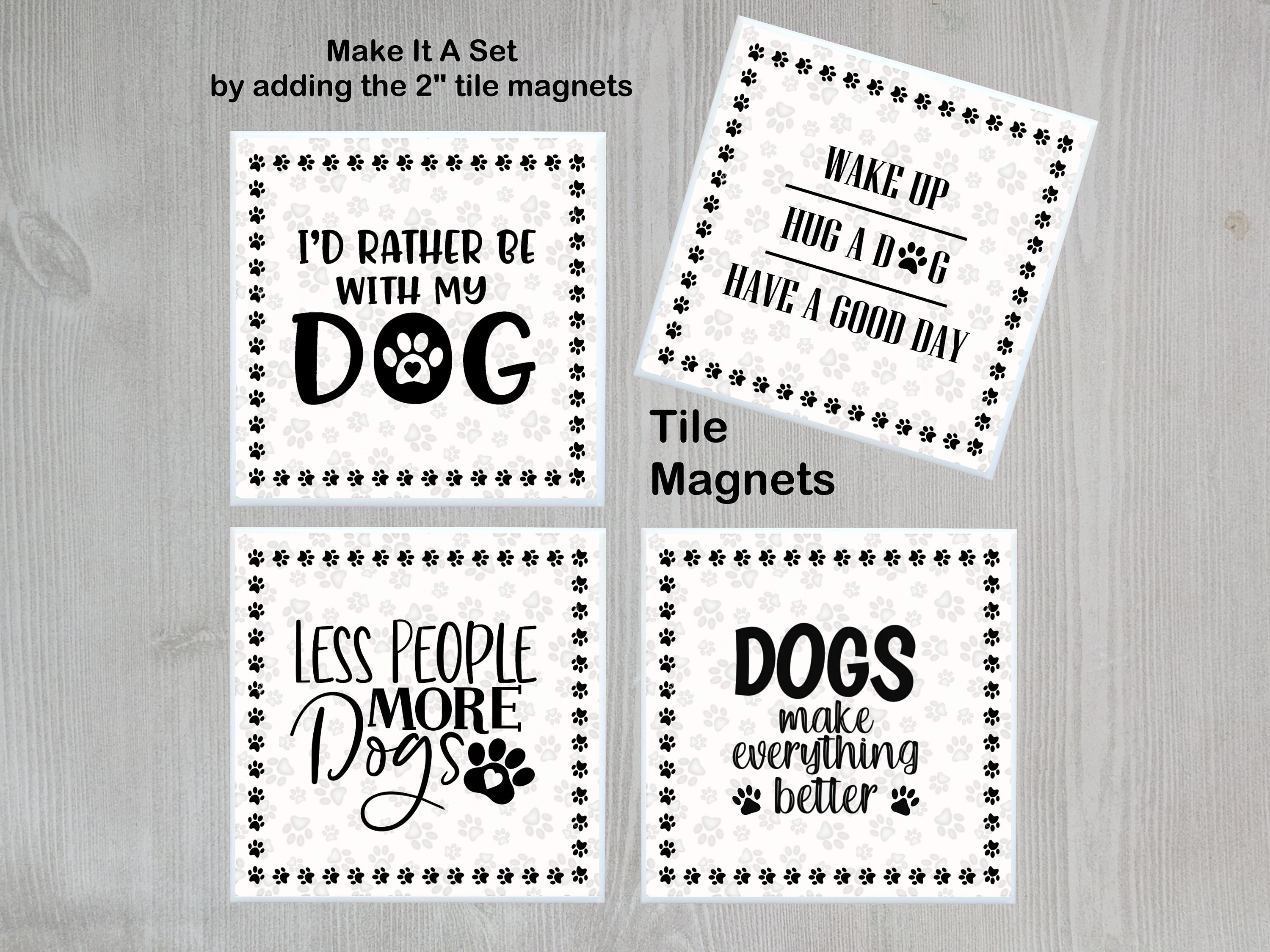 Dog Coasters Dog Magnets Gift Present Paw Prints Puppy Rescue Lover ...