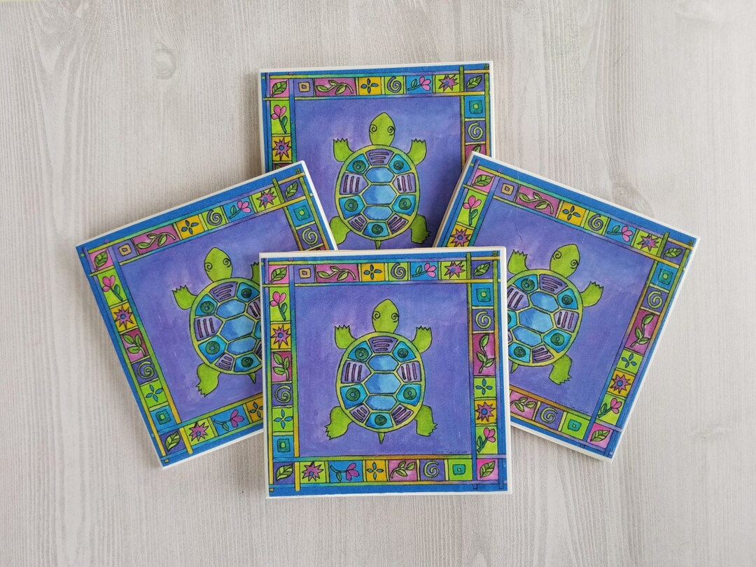 Turtle Coasters Magnets Turtle Tile Coasters Gift for Turtle Lover Gift ...