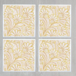 Yellow Tile Coasters Yellow Print Tile Coasters Magnets Yellow Ceramic ...