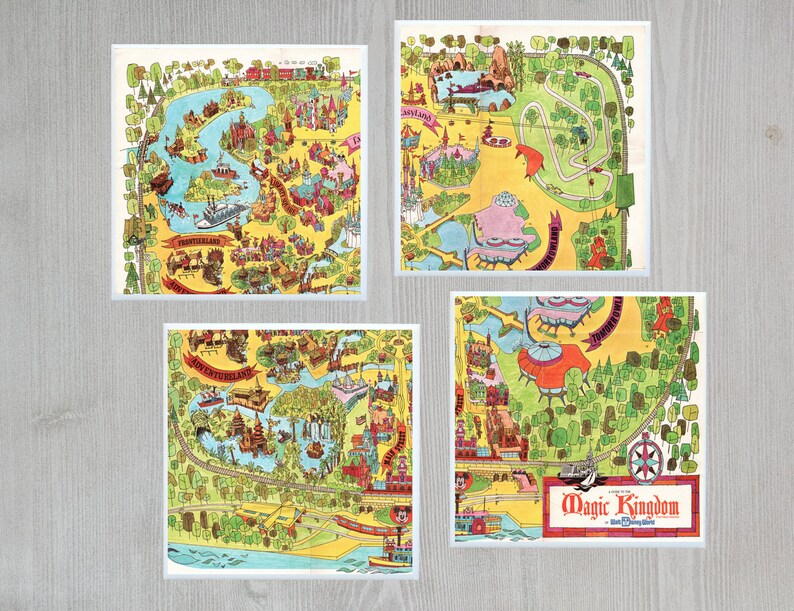 Theme Park Map Coasters Magnets Florida Vacation Map Coasters Theme ...