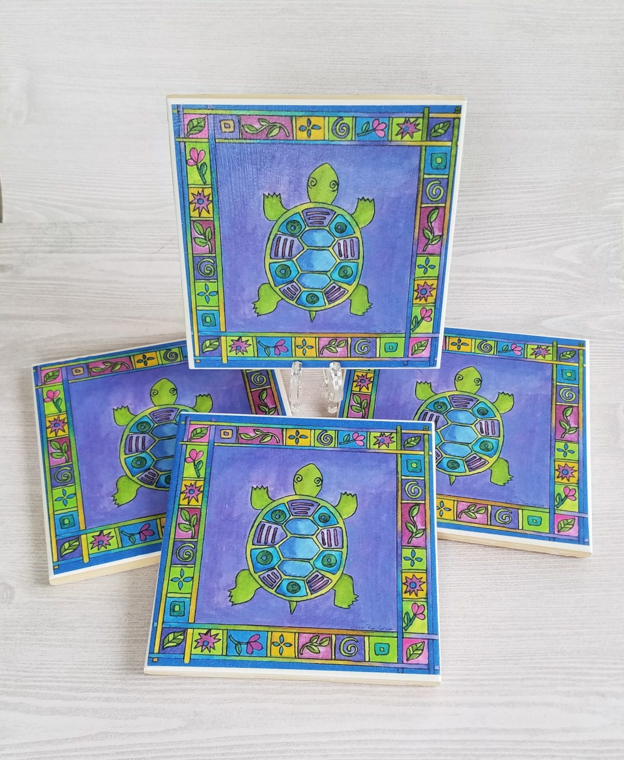 Turtle Coasters Magnets Turtle Tile Coasters Gift for Turtle | Etsy