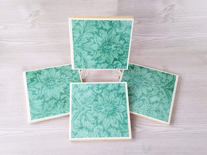 Teal Coasters Magnets Teal Tile Coasters Teal Print Teal Design Teal ...