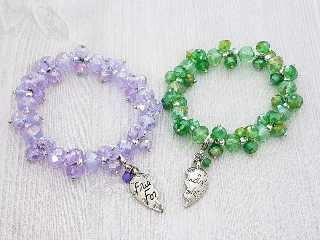 Friendship Bracelet Set Two Best Friends Forever Charm Bracelets Beaded ...