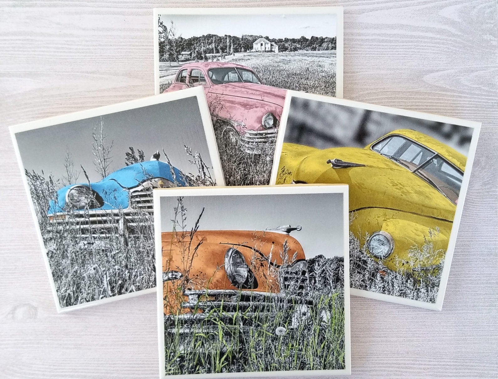 Car Coasters Magnets Car Tile Coasters Vintage Car Vintage Automobile ...
