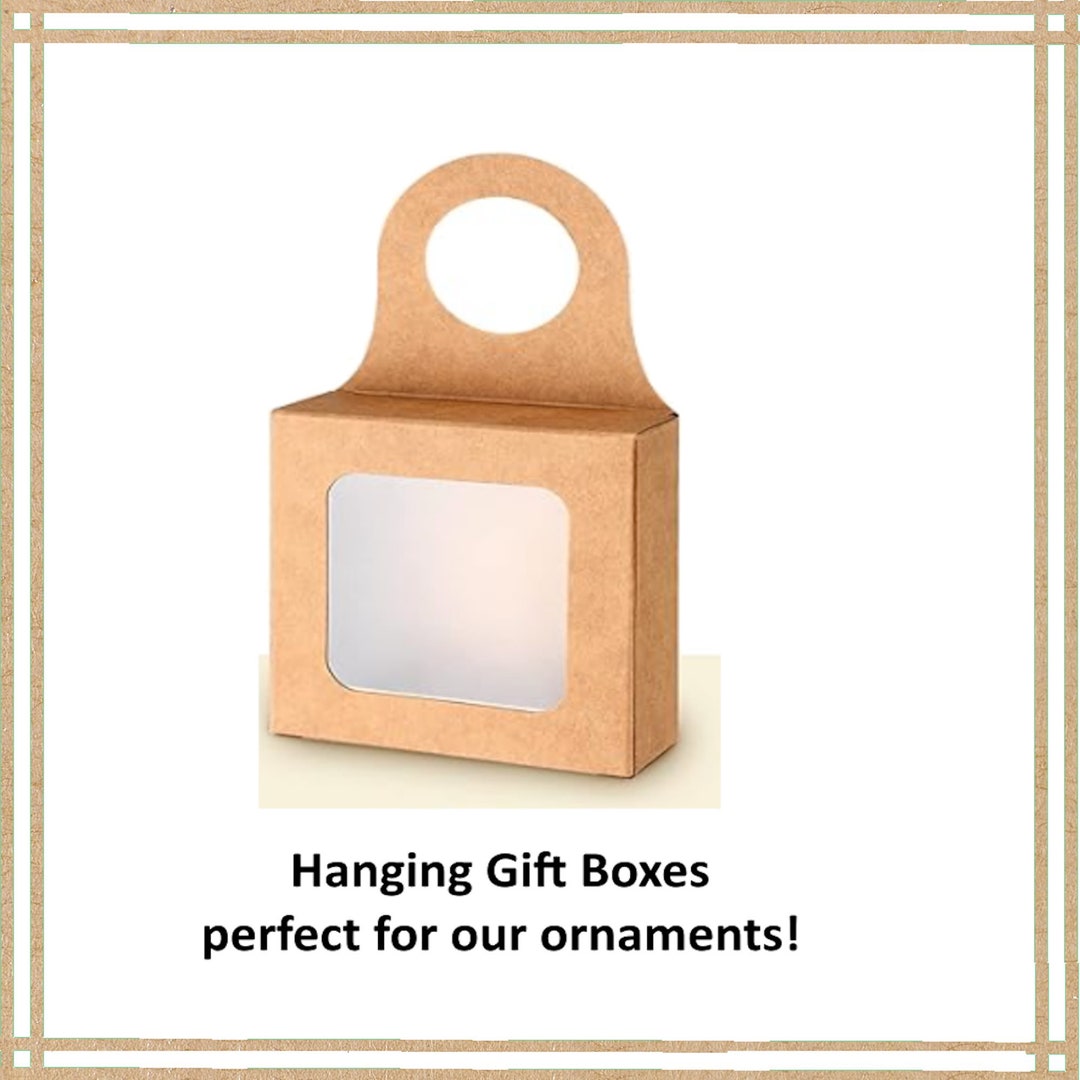 Ornament Gift Box Kraft Paper Wine Bottle Box With Window Hanging Gift ...