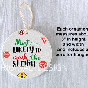 Funny Ornament New Driver Bad Driver Driver's License Crash the Sleigh ...
