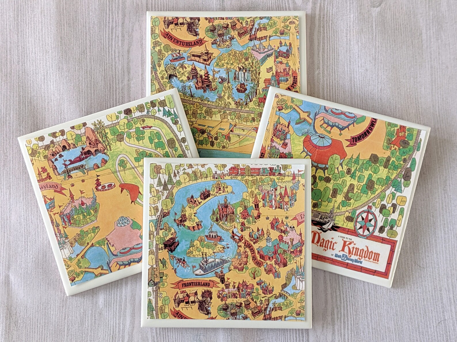 Theme Park Map Coasters Magnets Florida Vacation Map Coasters Theme ...