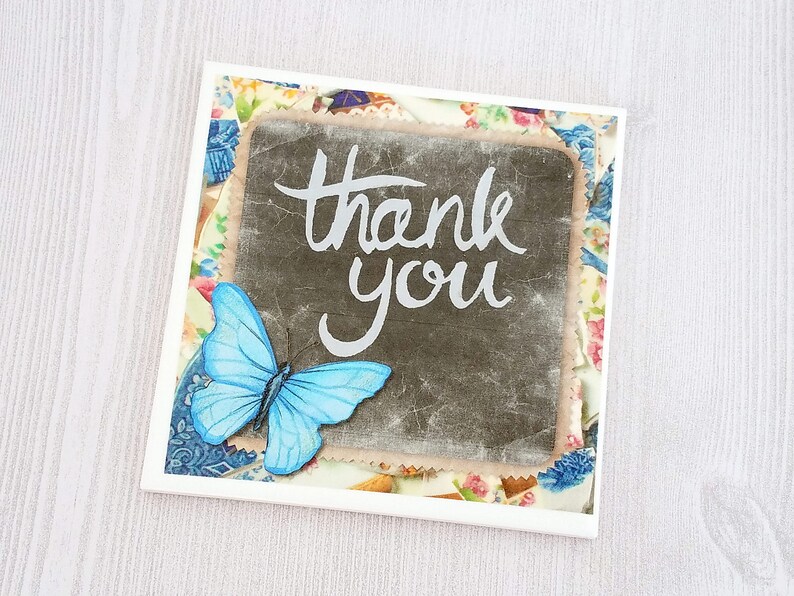 Thank You Gift Thank You Tile Decorative Coaster Trivet | Etsy