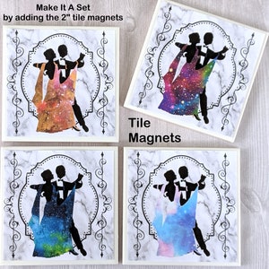 Ballroom Dance Coasters Magnets Dancing Couple Tile Coasters Ballroom Dancing Gift for Couple ...