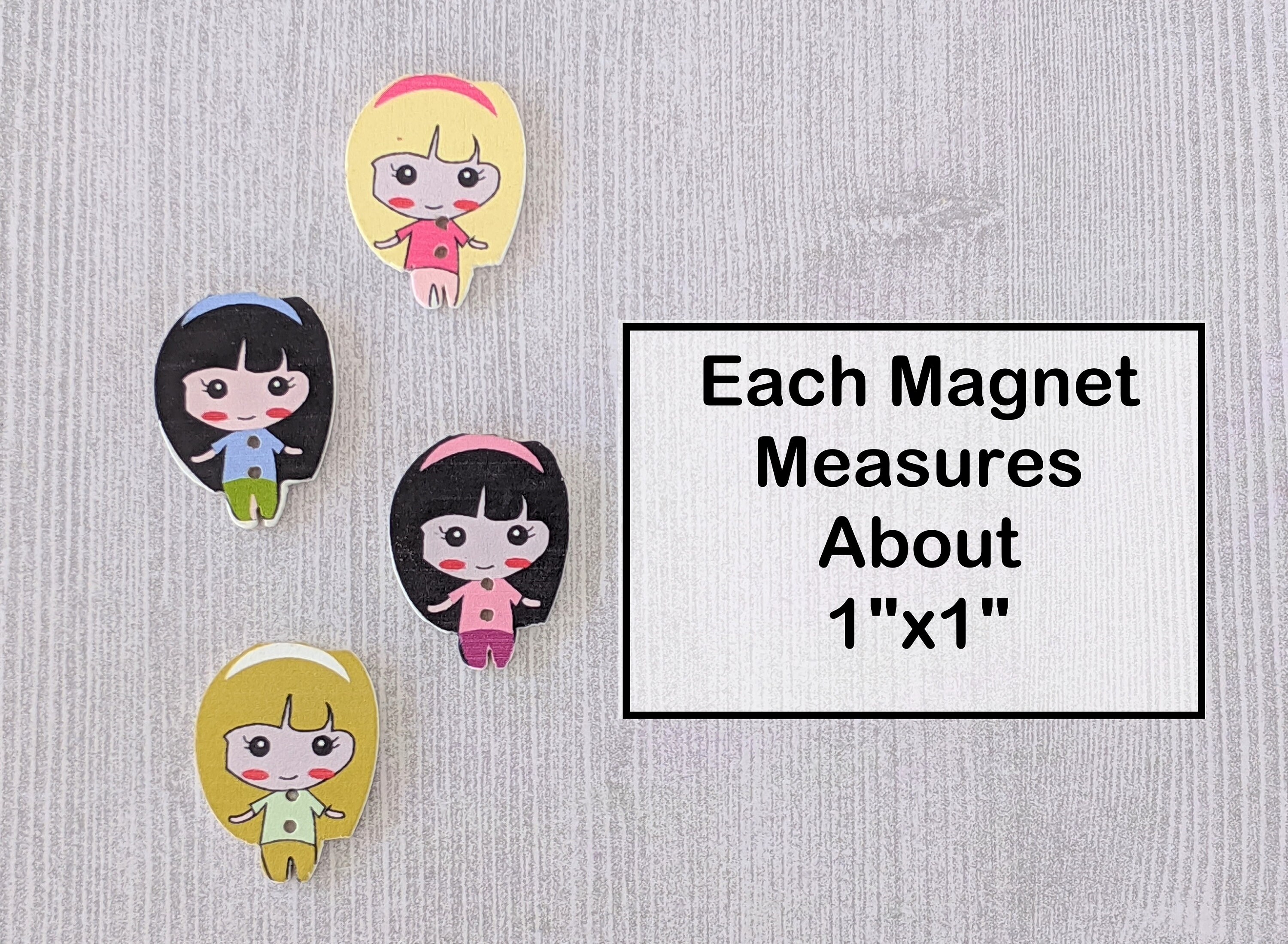 Girl Magnets Cute as a Button Wood Painted Girl Refrigerator | Etsy