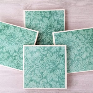 Teal Coasters Magnets Teal Tile Coasters Teal Print Teal Design Teal ...